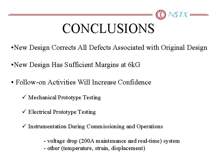 NSTX TF Flag Joint Design Review SUMMARY C