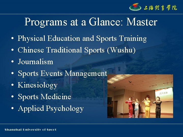SHANGHAI UNIVERSITY OF SPORT Chinas Top Sports University