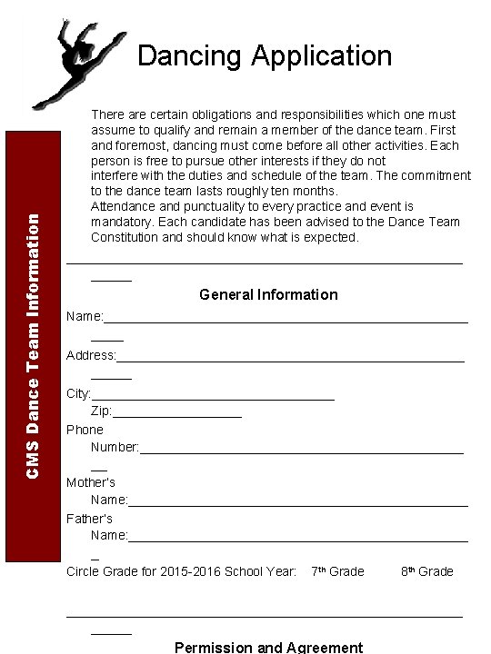 CMS Dance Team Tryouts CMS DANCE TEAM TRYOUTS