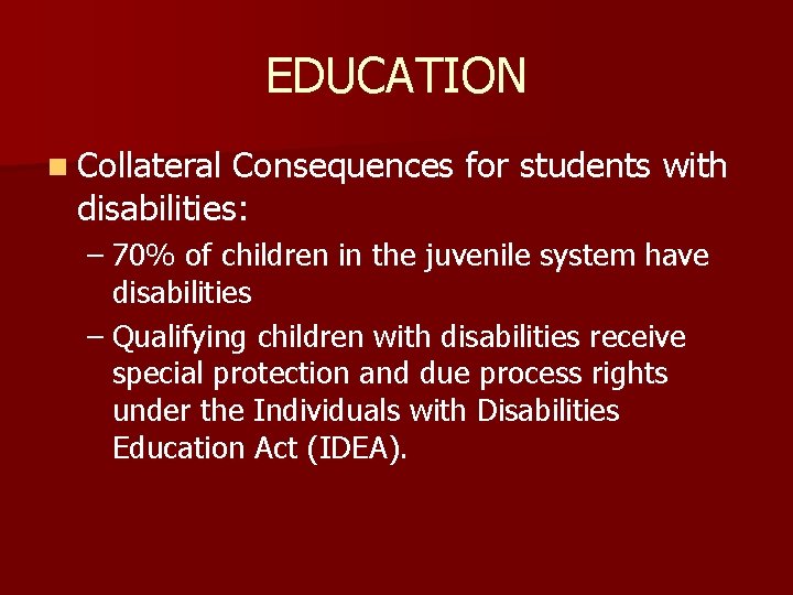 COLLATERAL CONSEQUENCES Eliza Hirst Office of the Child