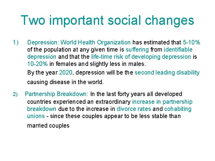 Depression Partnership Quality and Partnership Breakdown An analysis