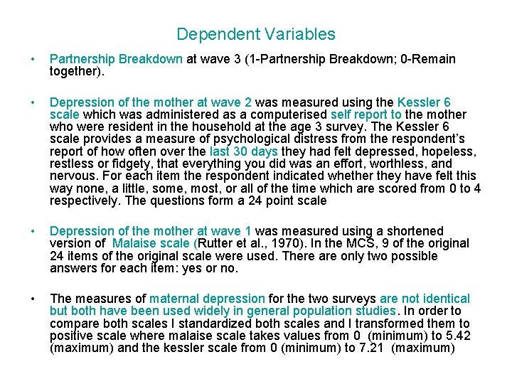 Depression Partnership Quality and Partnership Breakdown An analysis