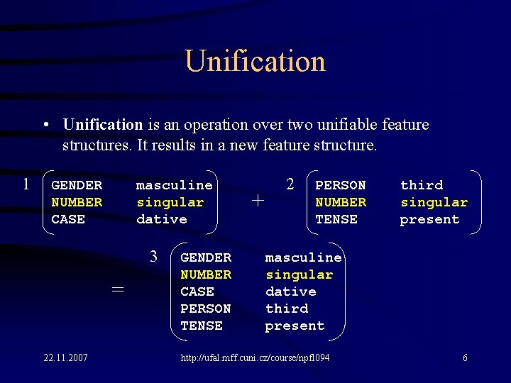 Morphological Analysis Unification Grammars Daniel Zeman http ufal