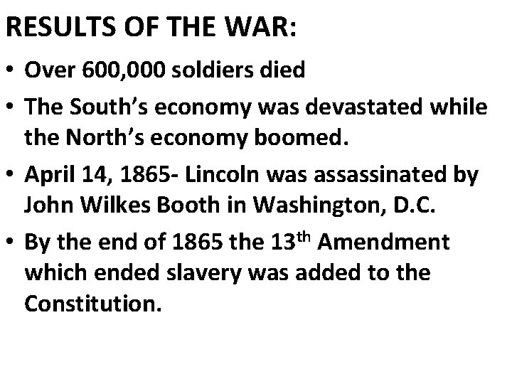 THE CIVIL WAR 1861 1865 WHO North vs