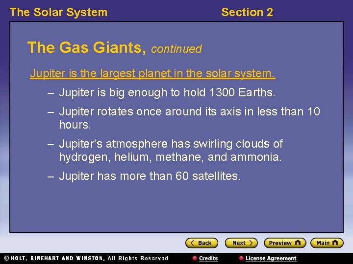 The Solar System Section 2 The Inner Planets