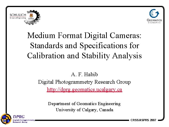 Medium Format Digital Cameras Standards and Specifications for