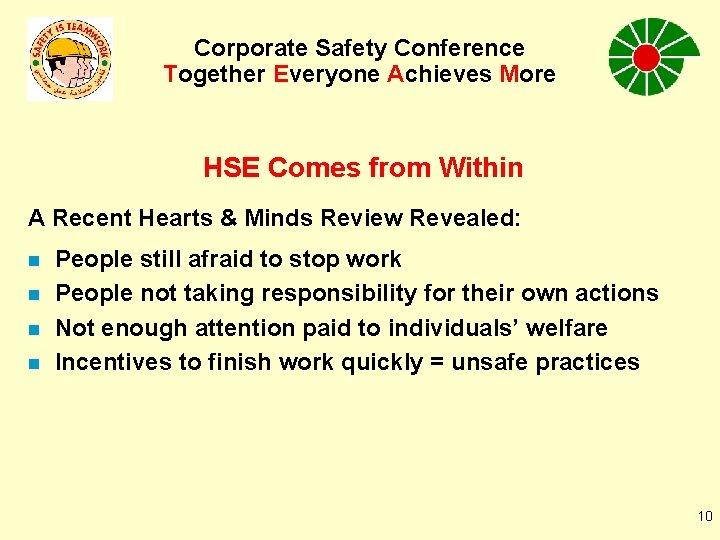 Corporate Safety Conference January 2001 Together Everyone Achieves