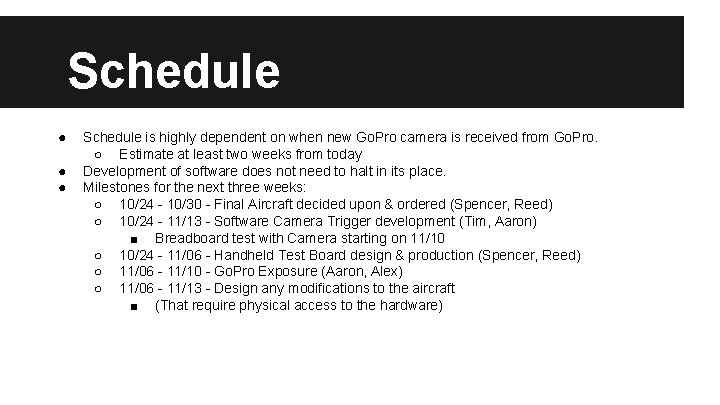 Subsystem Design Review P 14231 UAV Aerial Imaging