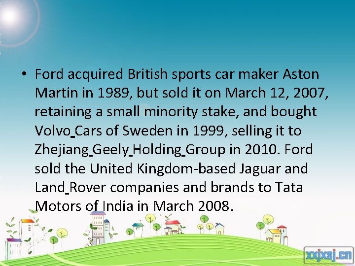 Ford Motor Company Brief Introduction Brand NameFord Industry