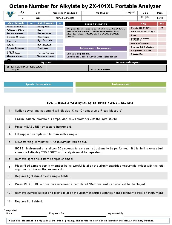 Octane Number for Alkylate by ZX101 XL Portable