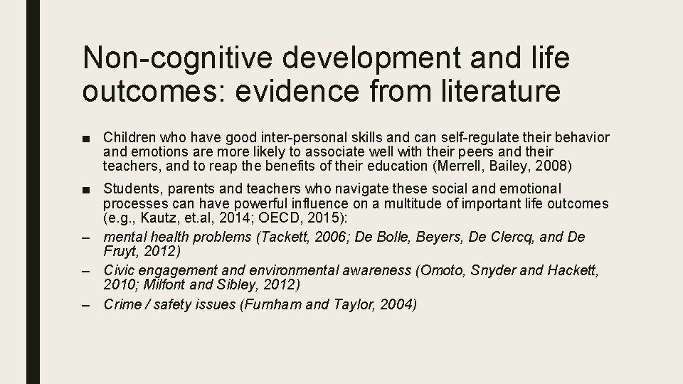 NONCOGNITIVE DEVELOPMENT OF FIRST GRADERS AND THEIR COGNITIVE