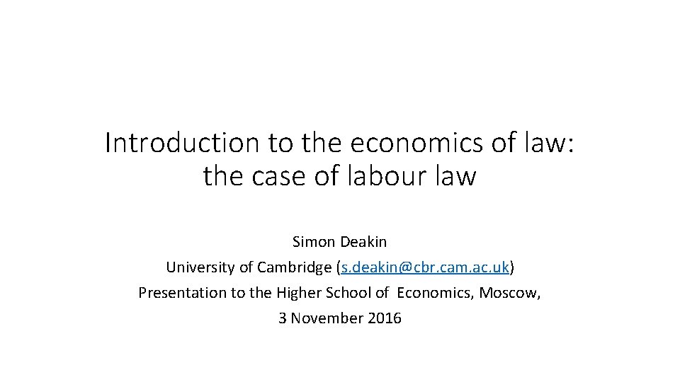 Introduction to the economics of law the case