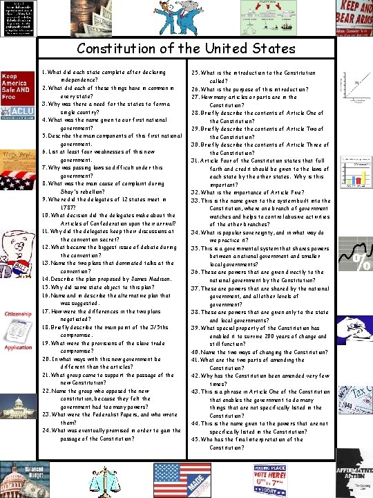 Constitution of the United States 1 What did
