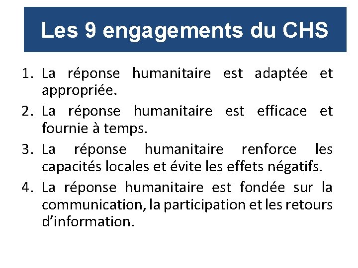 Norme humanitaire fondamentale de qualit et de redevabilit