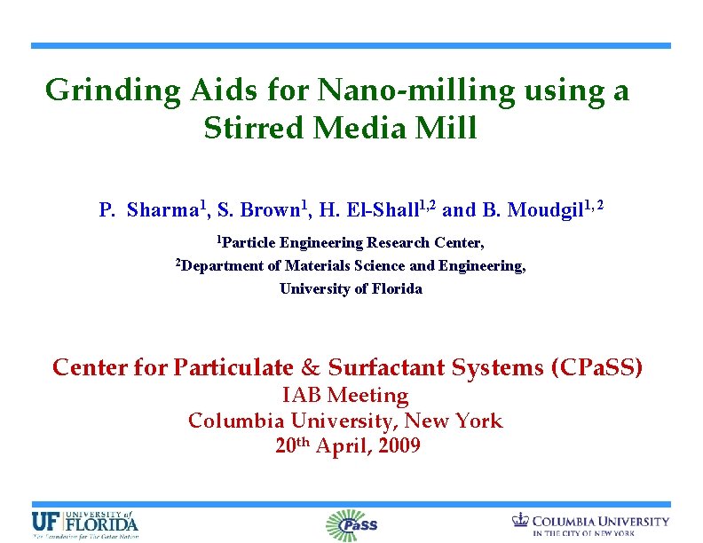 Grinding Aids for Nanomilling using a Stirred Media