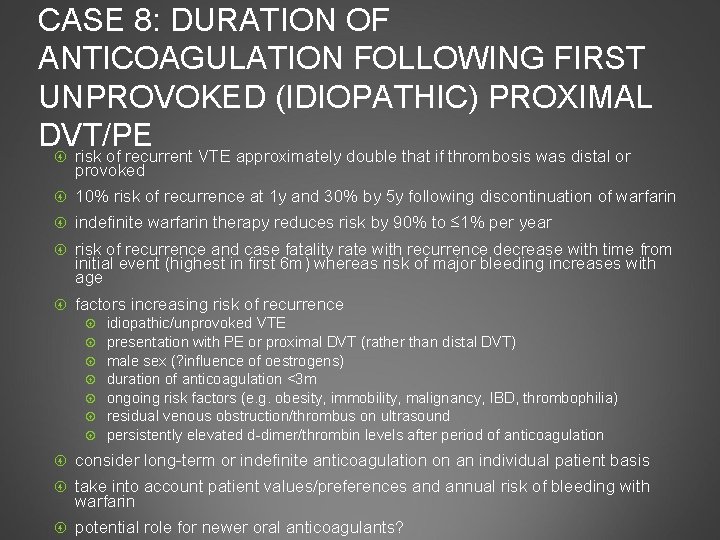 A MASTERCLASS IN VENOUS THROMBOEMBOLISM VTE Dr Tom