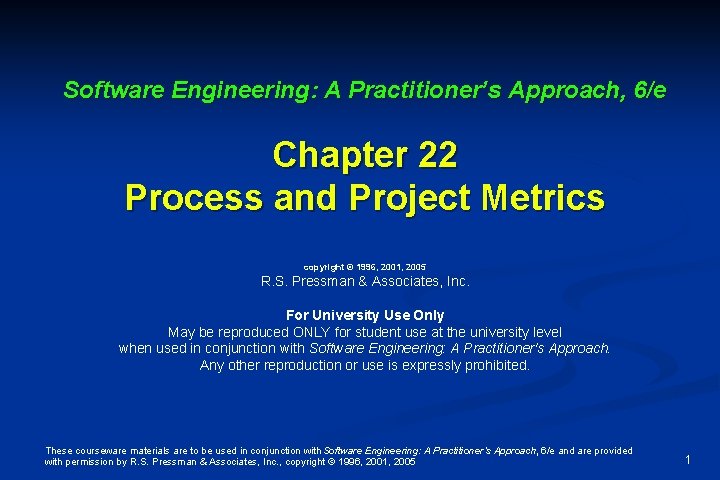 Software Engineering A Practitioners Approach 6e Chapter 22