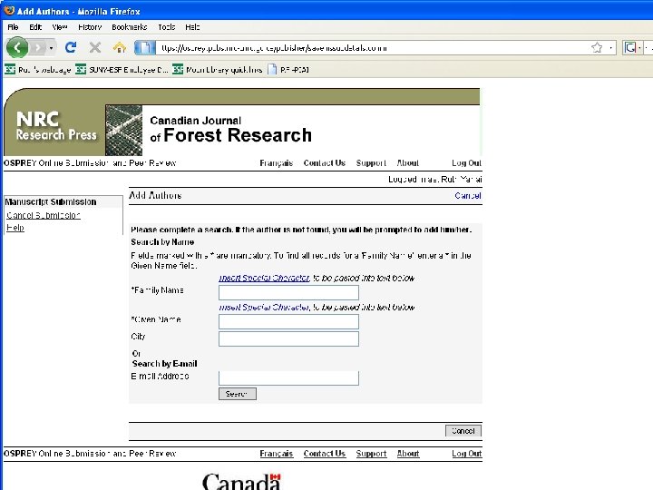 Submission of a Manuscript Canadian Journal of Forest