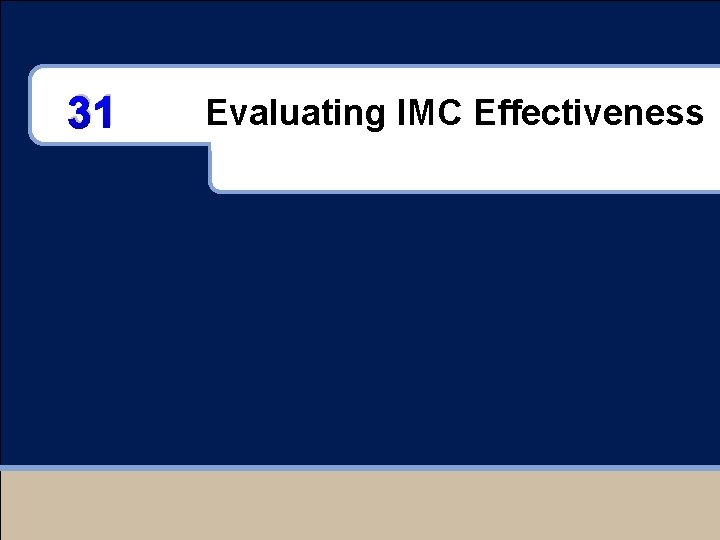 31 Evaluating IMC Effectiveness Lecture Outline Why is