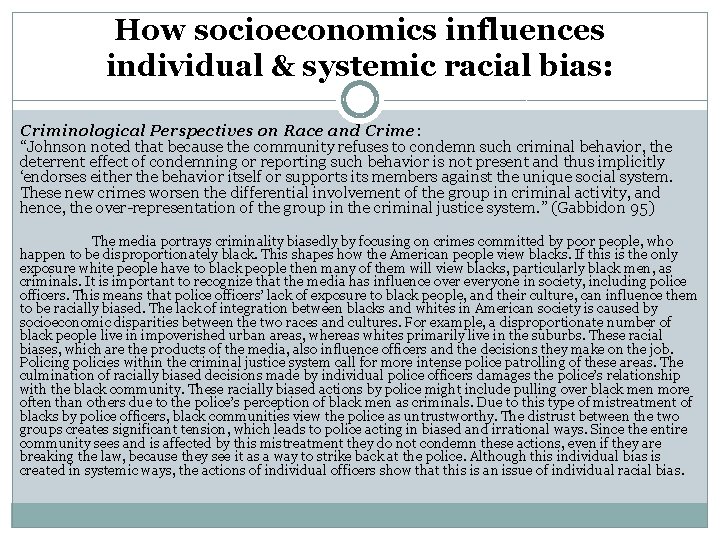 Racial Bias Systemic v Individual ARE THE DISPROPORTIONATE