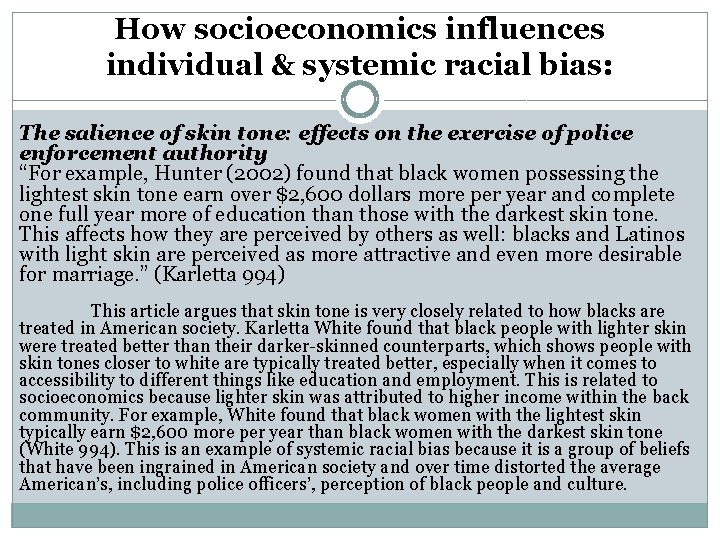 Racial Bias Systemic v Individual ARE THE DISPROPORTIONATE