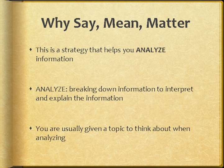 Say Mean Matter Why Say Mean Matter This