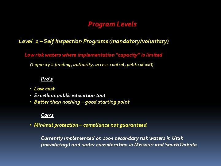 Watercraft Inspection and Decontamination For quaggazebra mussels Level