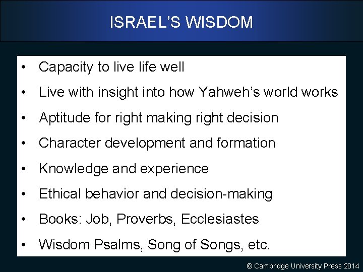 DISCUSSION What is wisdom What does it mean