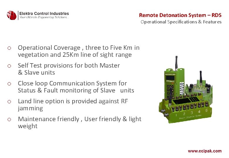 Remote Detonation System Remote Detonation System RDS System