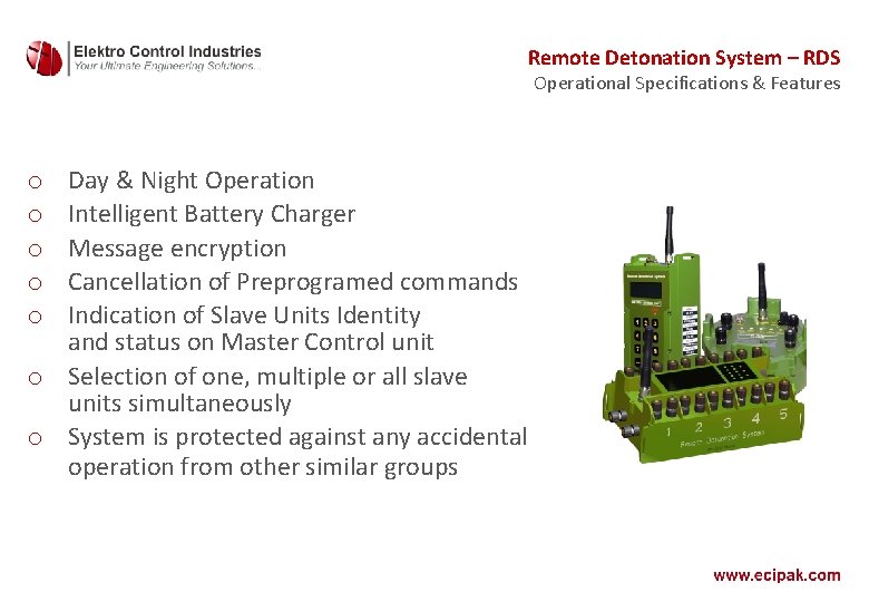 Remote Detonation System Remote Detonation System RDS System