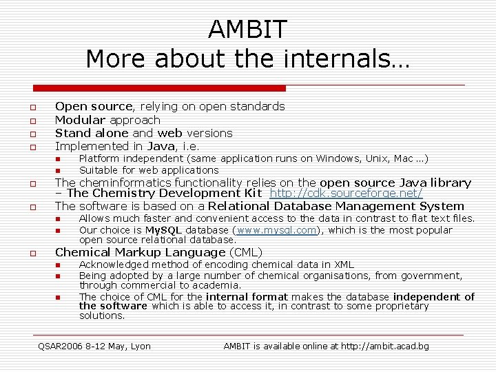 AMBIT Software for Data Management and QSAR Applications