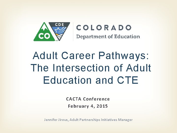 Adult Career Pathways The Intersection of Adult Education