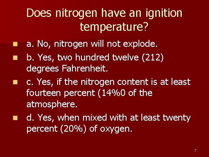 What is nitrogen n n a It is