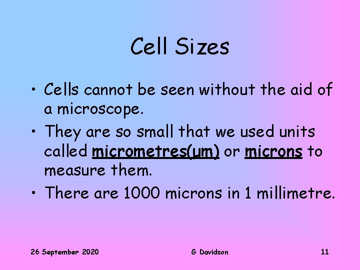 National 5 Biology Cell Structure Mr G Davidson