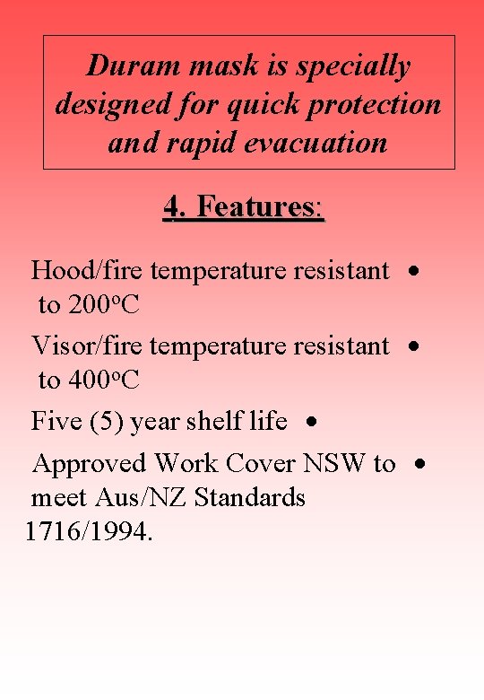 DURAM PERSONAL ESCAPE MASK A simple step for