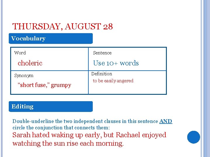 VIEW VOCABULARY INSTRUCTION AND EDITING WORK English II