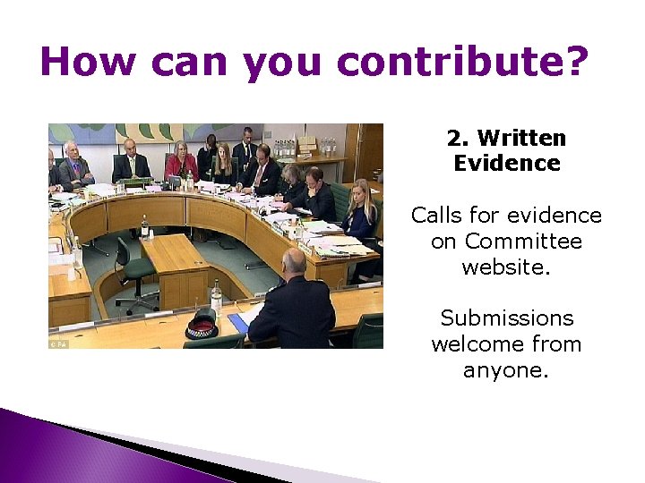 Giving evidence to Select Committees 2016 Select committees
