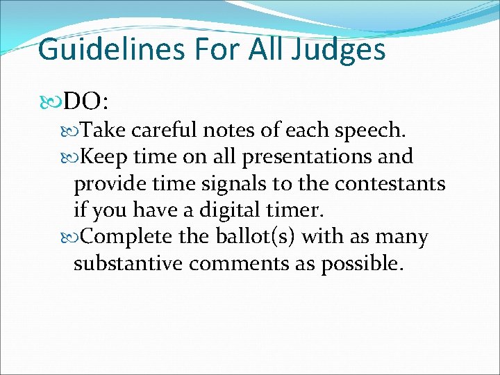 Judging 101 A Speech and Debate survival guide