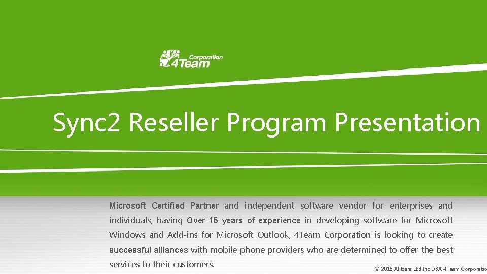 Sync 2 Reseller Program Presentation Microsoft Certified Partner