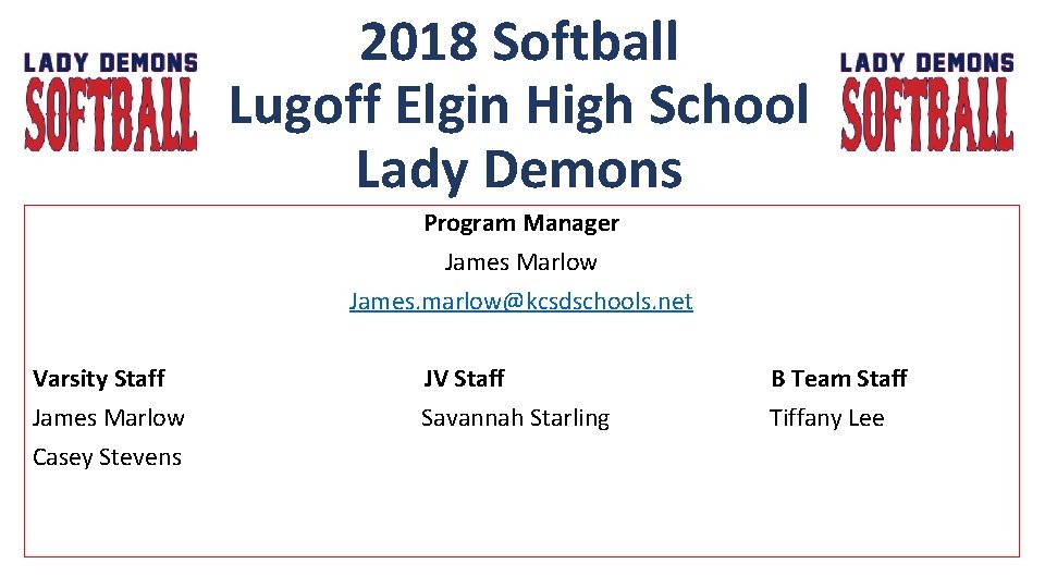 2018 Softball Lugoff Elgin High School Lady Demons