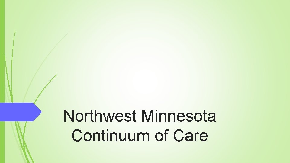 Northwest Minnesota Continuum of Care What is a