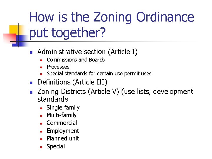 Zoning 101 Key principles components and processes Dh
