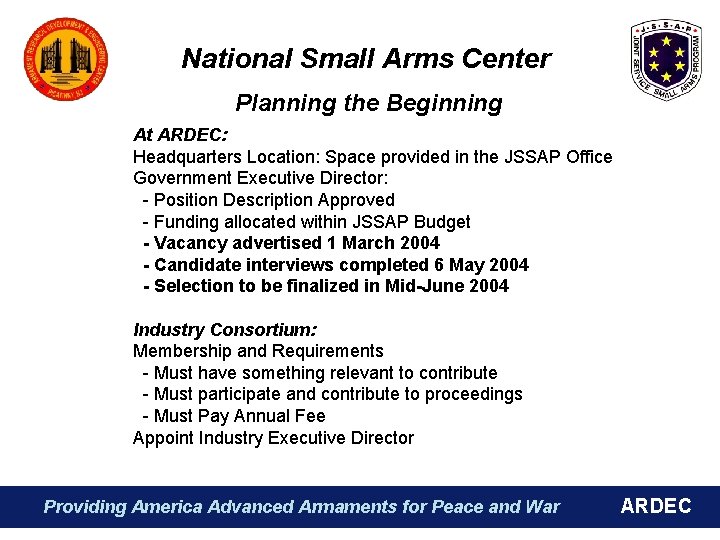 The National Small Arms Center Presented by Joel