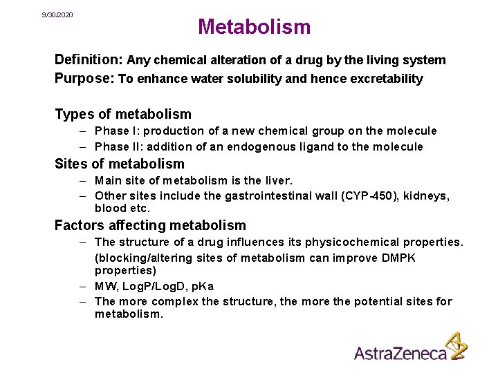 9302020 Advanced Medicinal Chemistry Lecture 4 Drug Metabolism