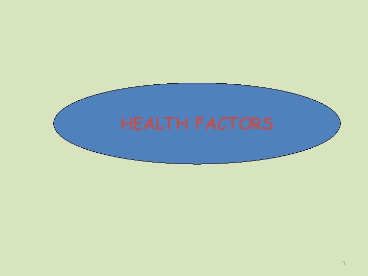 HEALTH FACTORS 1 Starter Make a list of