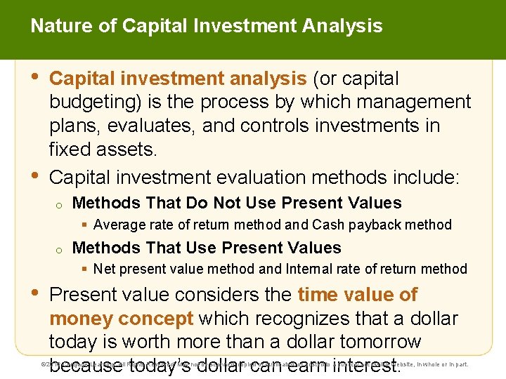 CHAPTER 10 Capital Investment Analysis Warren Reeve Duchac