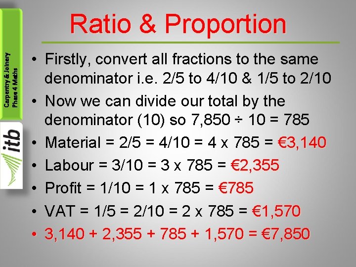Carpentry Joinery Phase 4 Maths Ratio Proportion Sample