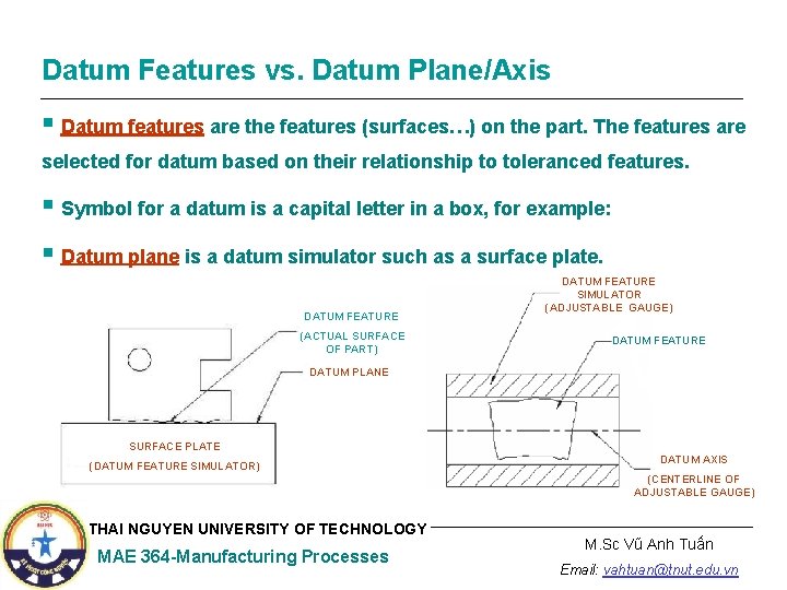 Manufacturing Processes METROLOGY Lecture 3 Cont Vu Anh
