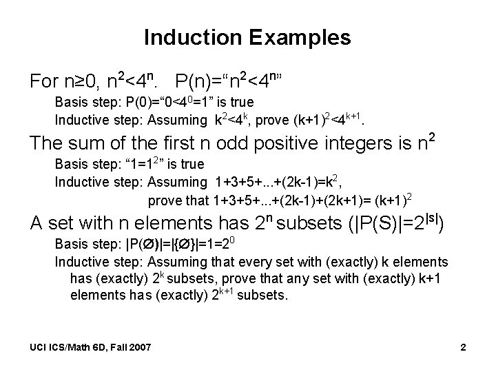 Induction Let Pn be a predicate propositional function