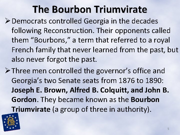 Chapter 18 Bourbons Populists and Progressives STUDY PRESENTATION